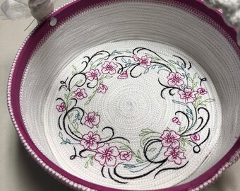 Embroidered Rope Basket - Etsy
