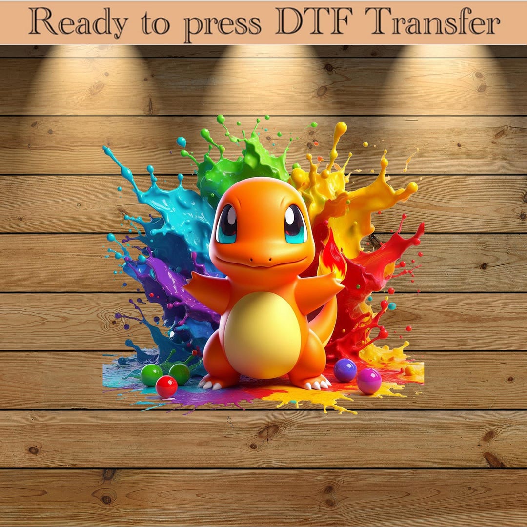 Fan Art Pocket Monster Charmander Check - Ready to Press - DTF Transfer ...