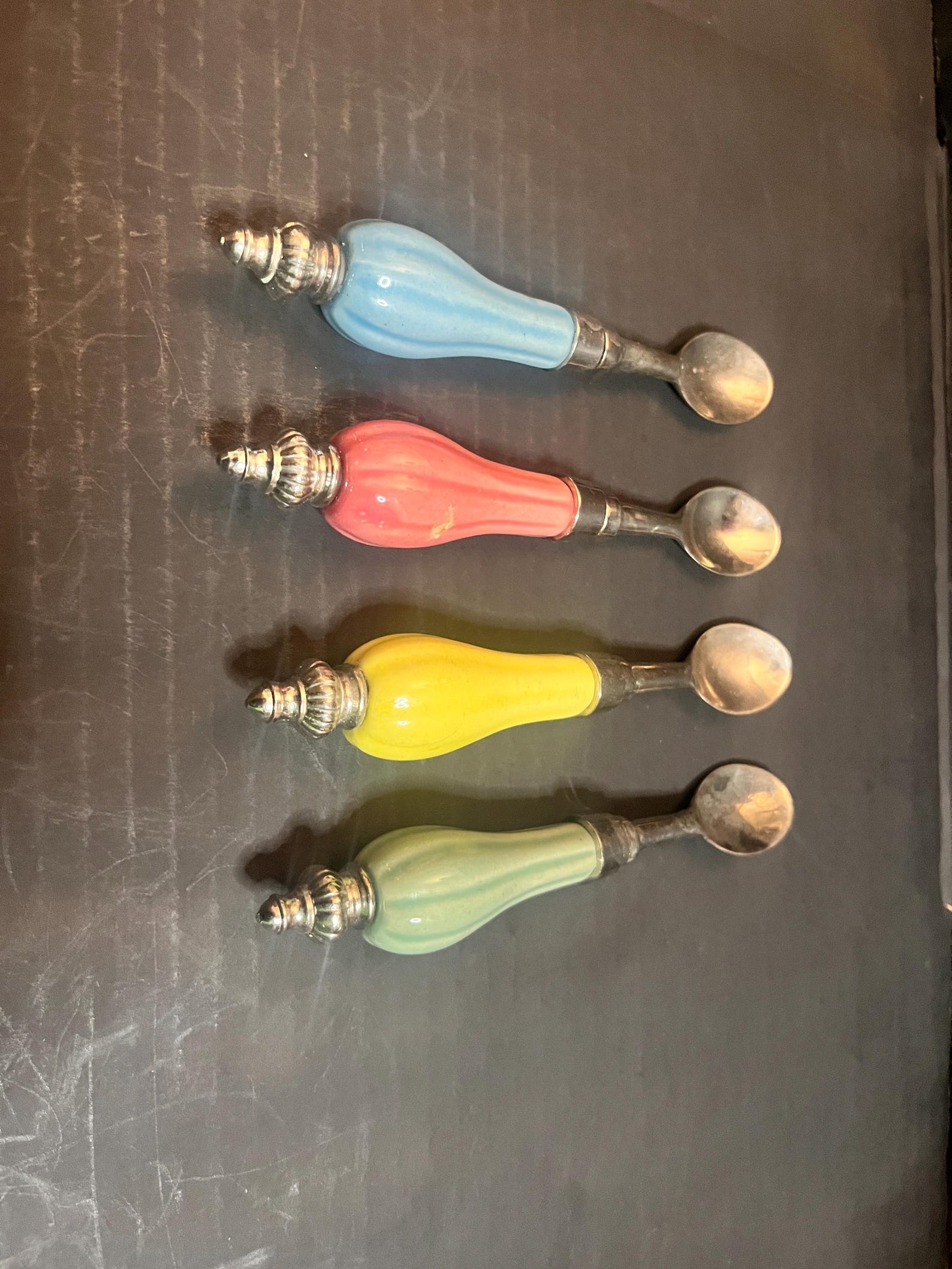 Vintage Colorful Handled Spoons – Set of 4 | Pastel Ceramic & Metal ...