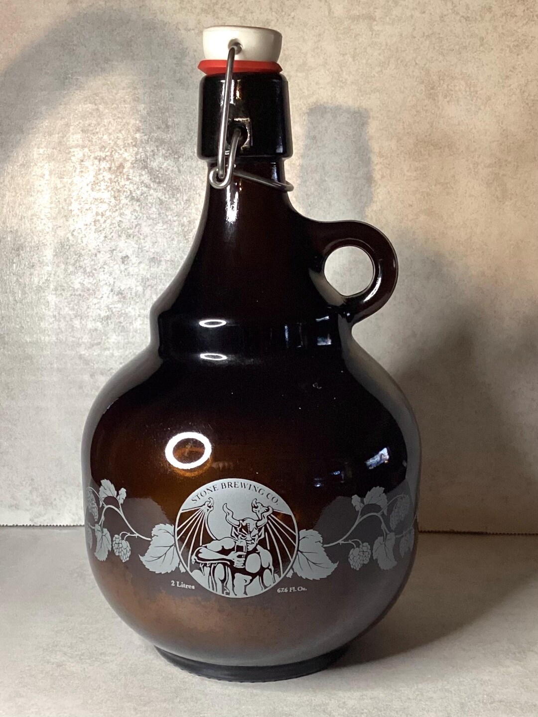 Stone Brewing Co CA Beer 2 Liter Growler Bottle Glass Jug Fliptop ...