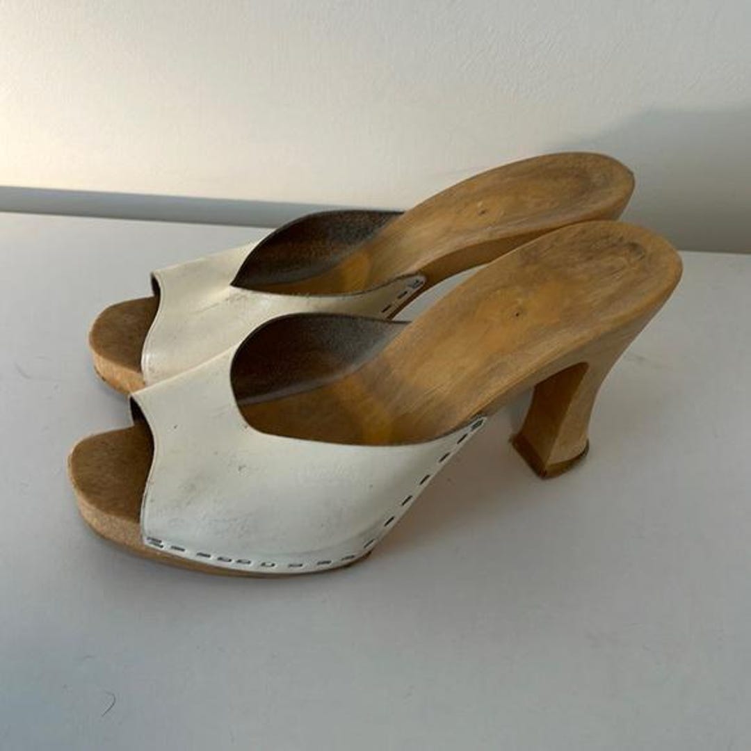 VINTAGE Candies Slip-on Mules /heels Cream Leather SIZE 39 US 8 - Etsy
