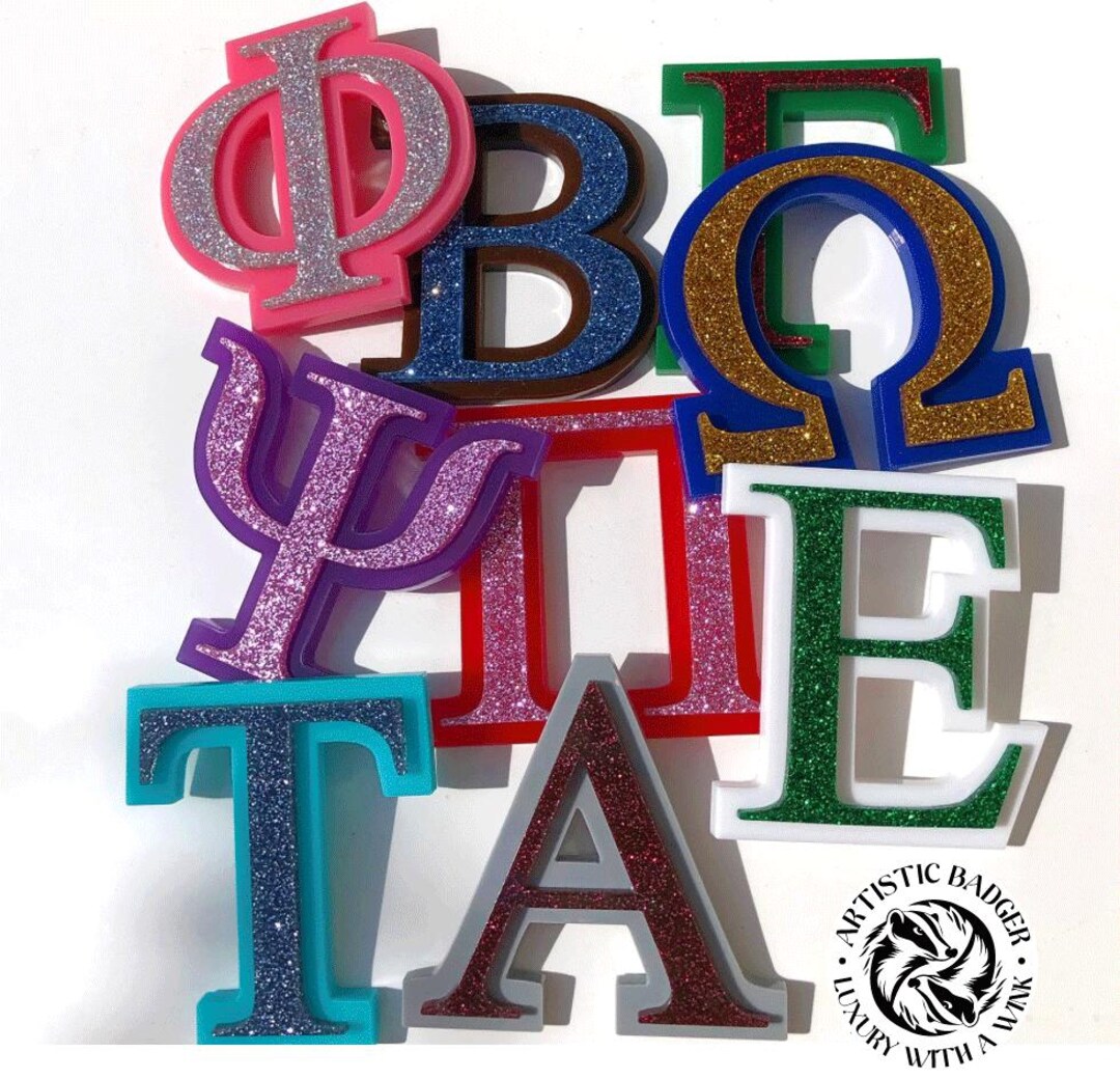 Double Layer Glitter Greek Laser Cut Letters and Numbers | Custom Two ...