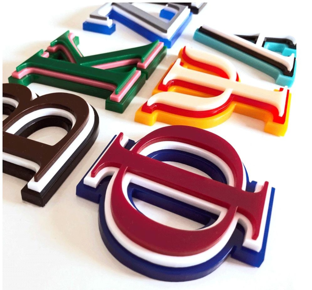 Triple Layer Greek Laser Cut Letters and Numbers | Custom Three Layered ...