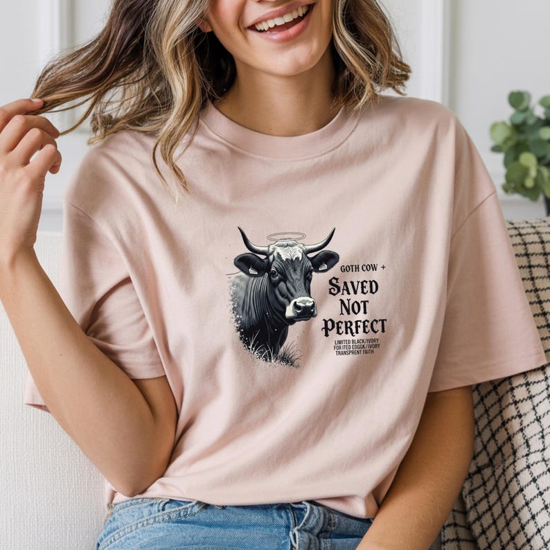 Goth Cow PNG | Saved Not Perfect Gothic Christian PNG | Edgy Faith T ...
