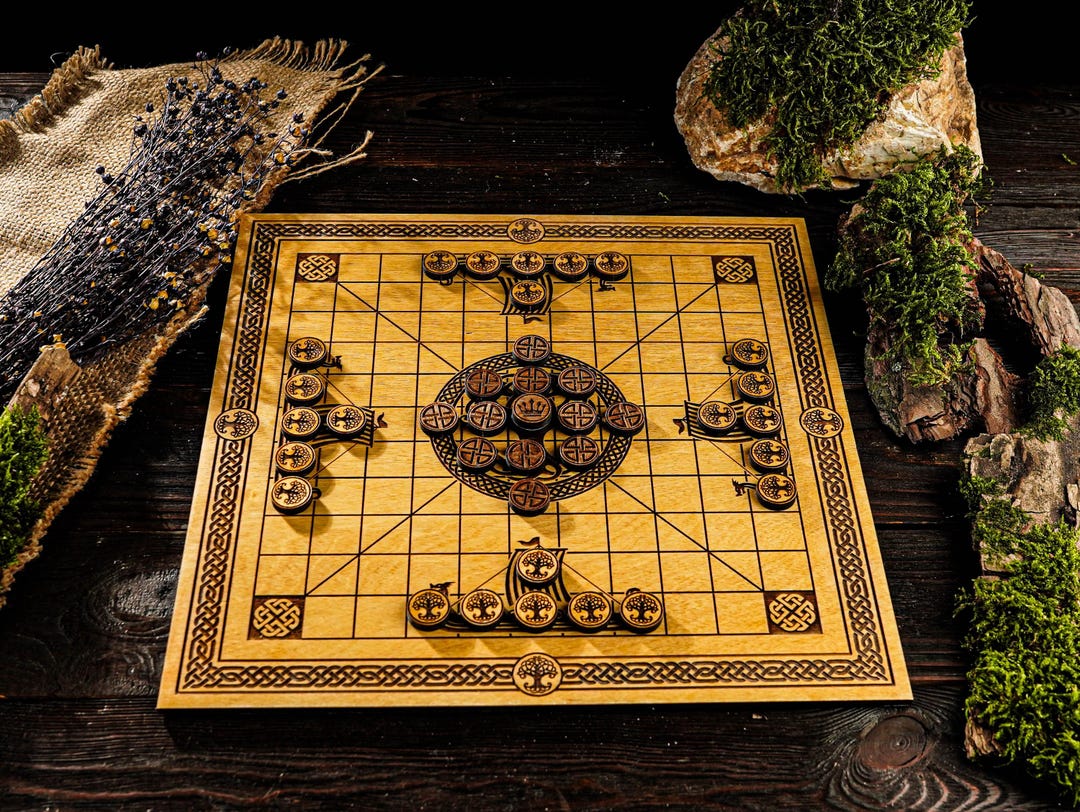 Wooden Hnefatafl Game, Norse Chess Board Game, Tafl Game, Ancient Chess ...
