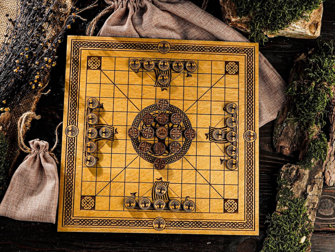 Wooden Hnefatafl Game, Norse Chess Board Game, Tafl Game, Ancient Chess ...