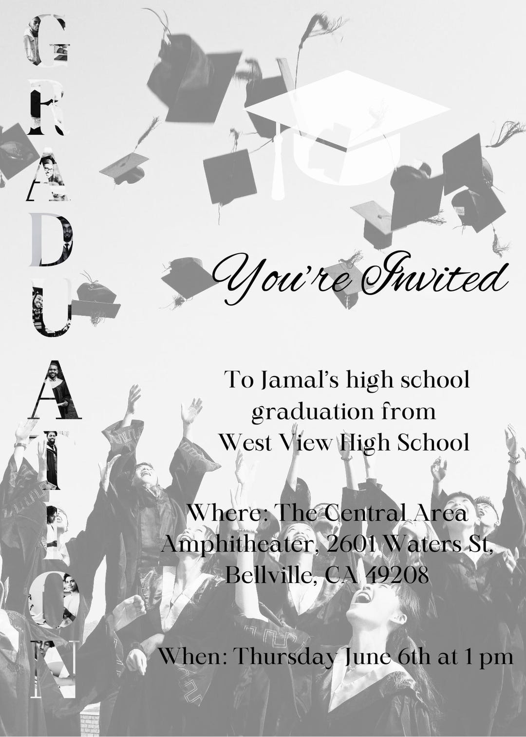 Black and White Graduation Invitation - Etsy