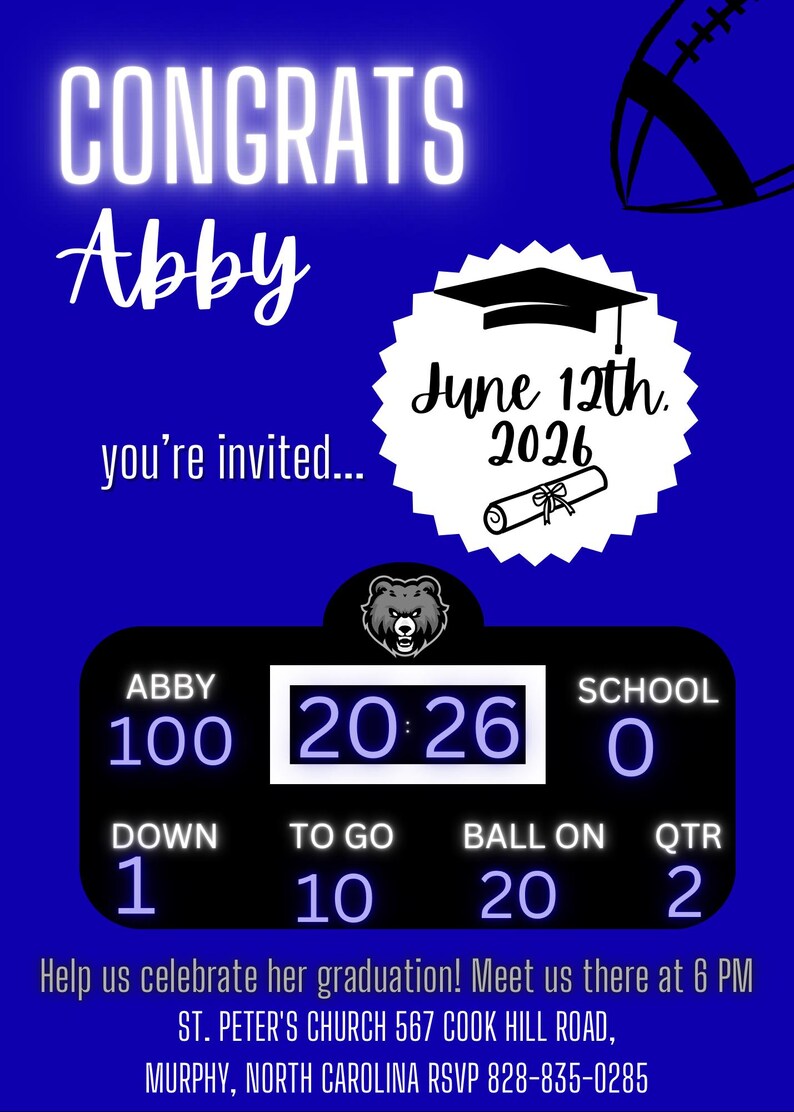 Sports Graduation Invitation - Etsy