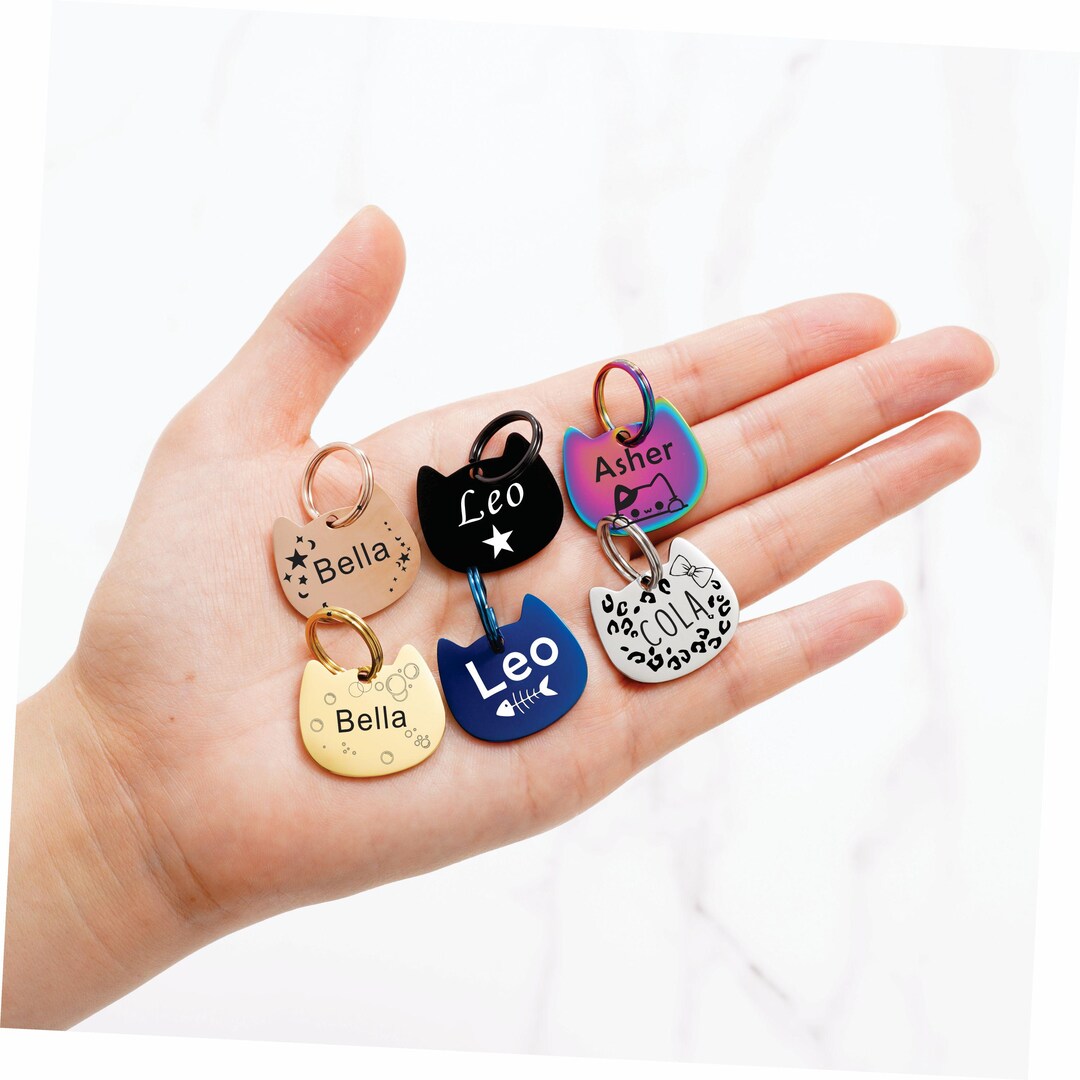 Cute Personalized Cat Tag,custom Cat Face Tag, Cat Name Tag for Collar ...