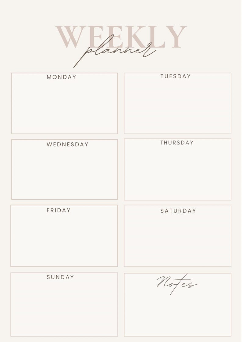 Minimal Weekly Planner Printable PDF - Etsy