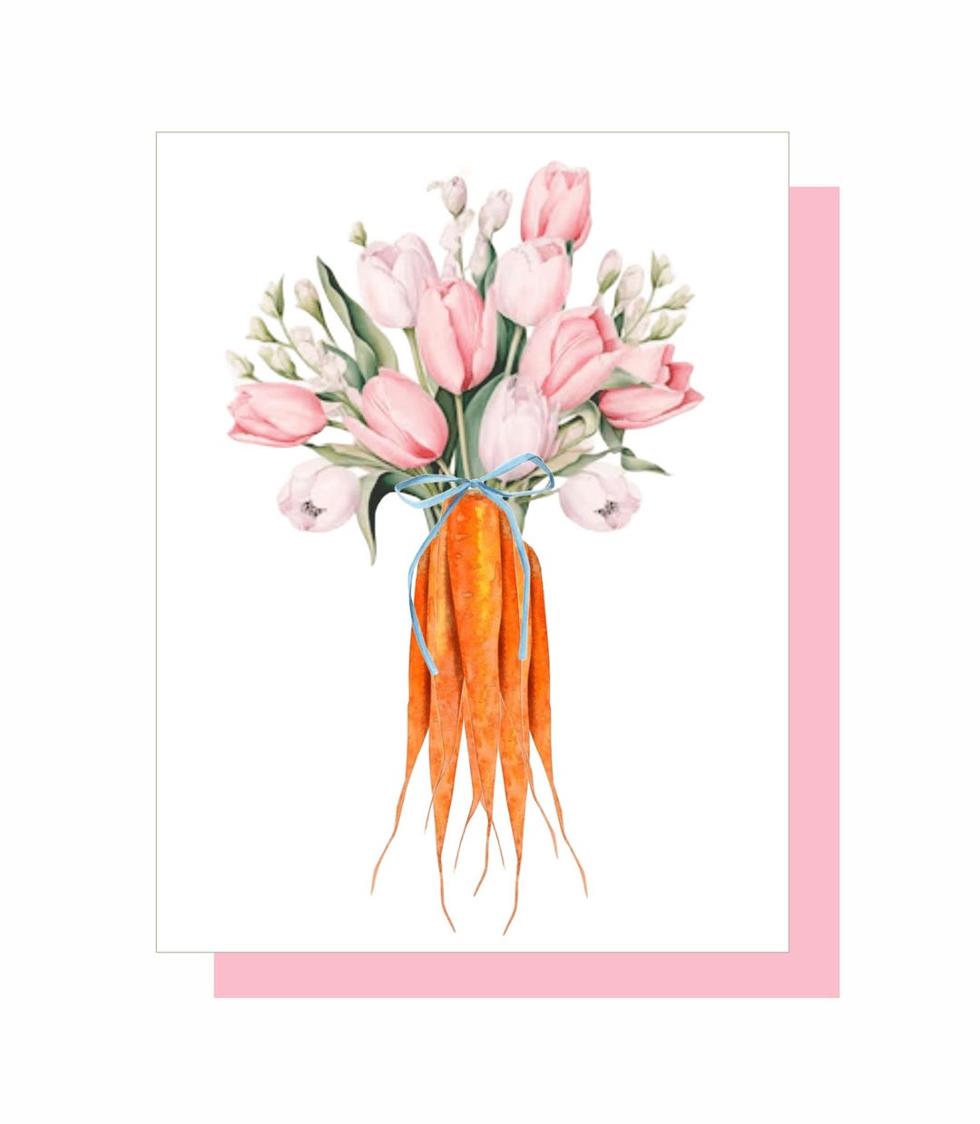 Tulip and Carrot Bouquet, Note Card, Blank Inside, A2 Note Card, Gifts ...