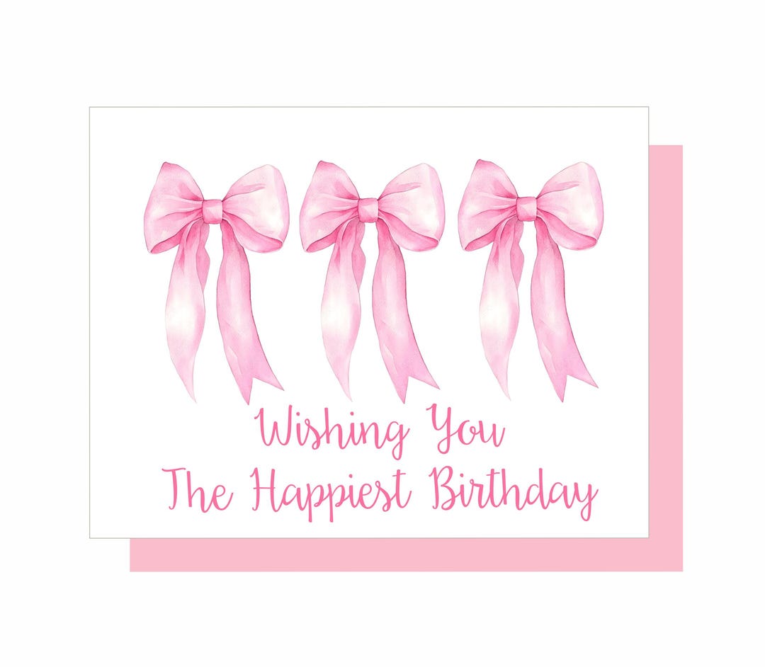 Happy Birthday Note Card: Pink Bows, Grandmillennial Style - Etsy