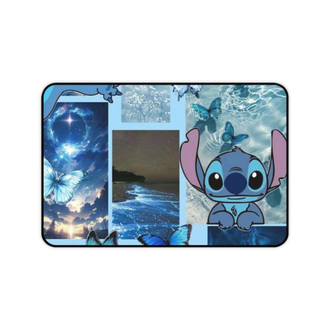 Desk Mat, Lilo and Stitch Pattern, Blue and White, Glittery, Beautiful ...