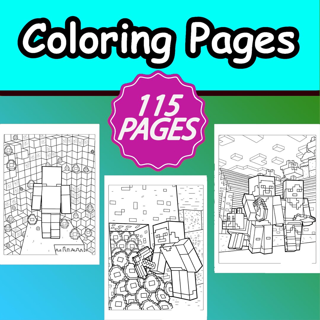 115 Pages | Minecraft Coloring Book | Coloring Pages for Kids | Digital ...