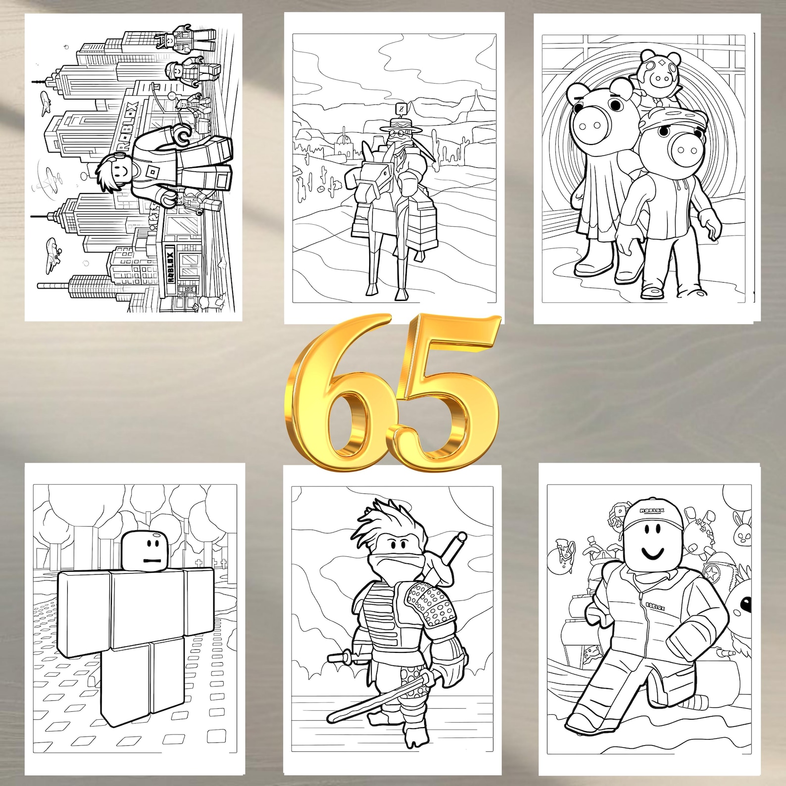 65 Pages Roblox Coloring Book: Fun Activity for Kids (digital Download ...