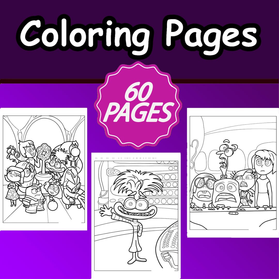 60 Pages | Inside Out Coloring Book | Coloring Pages for Kids | Digital ...