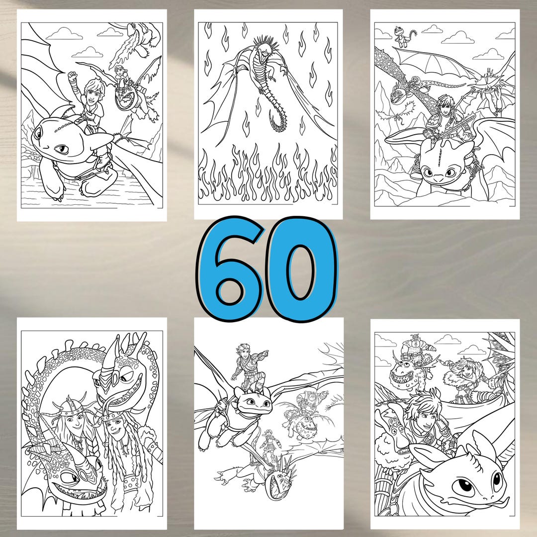 How to Train Your Dragon Coloring Book: 60 Pages (digital Download) - Etsy