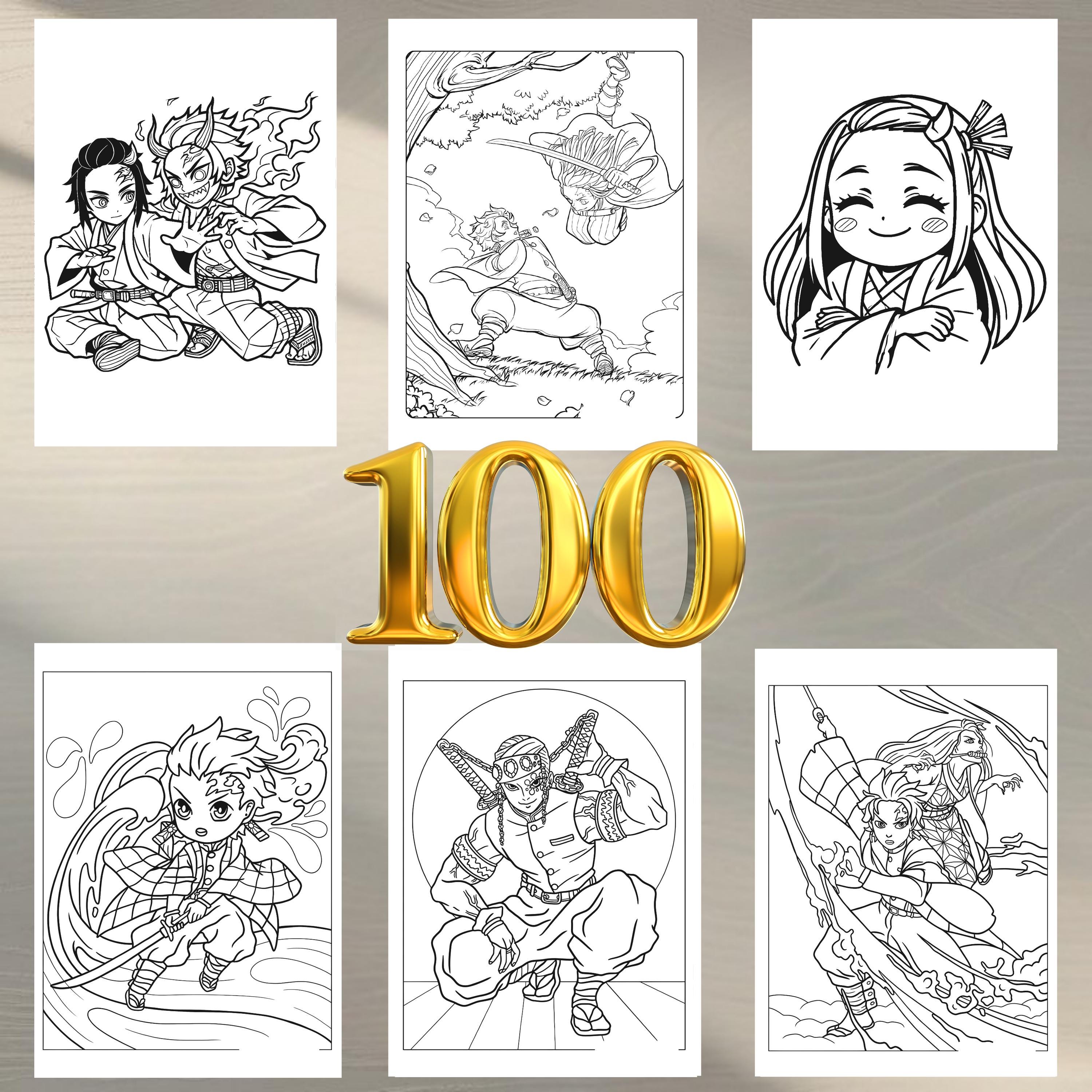 Demon Slayer Coloring Book | 100 Pages Fun Activity (digital Download ...