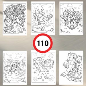 110 Pages Brawl Stars Coloring Book | Digital Download | Coloring Pages ...