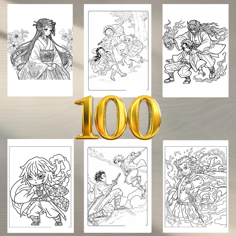 Demon Slayer Coloring Book | 100 Pages Fun Activity (digital Download ...
