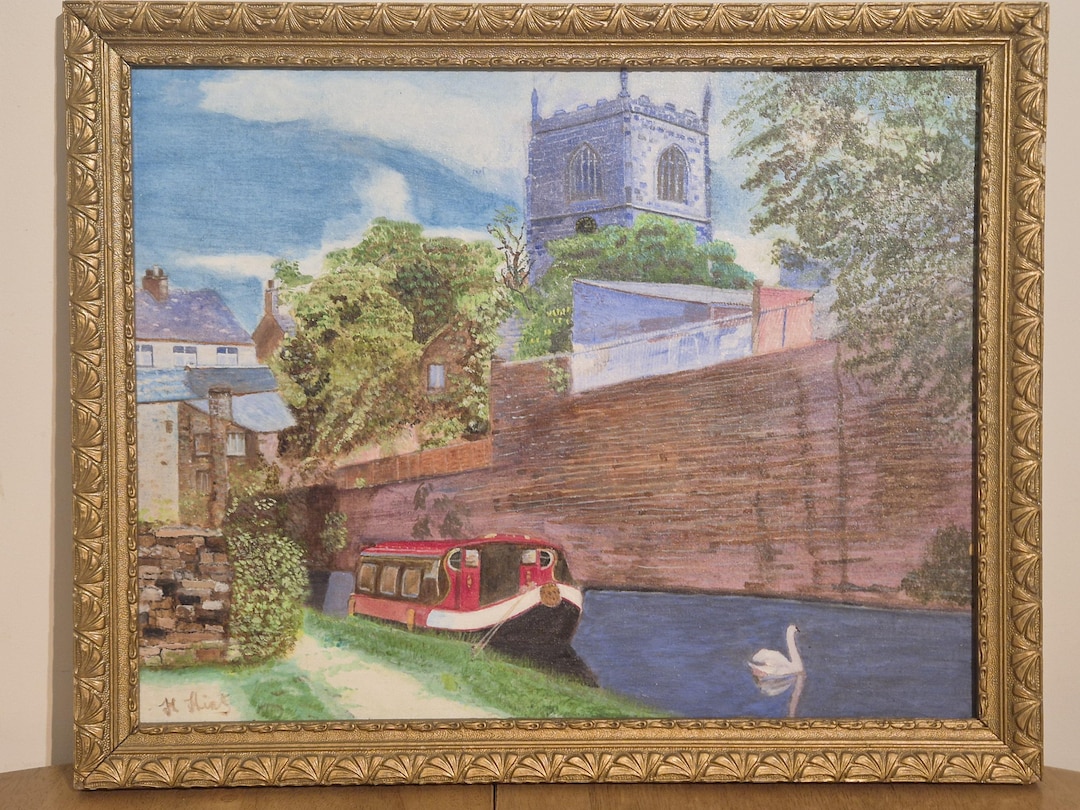 Keswick Canal Boat Oil Painting | Lake District Framed Landscape Art - Etsy