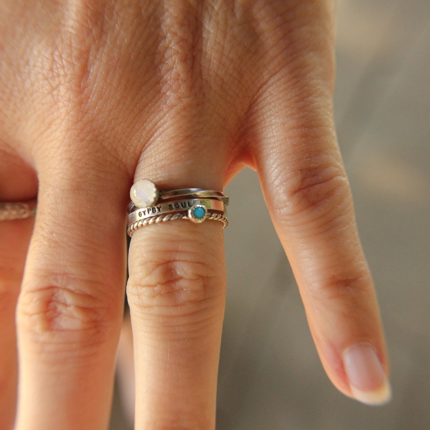 Custom Stamped Sterling Silver Stacking Ring: Personalized Message - Etsy