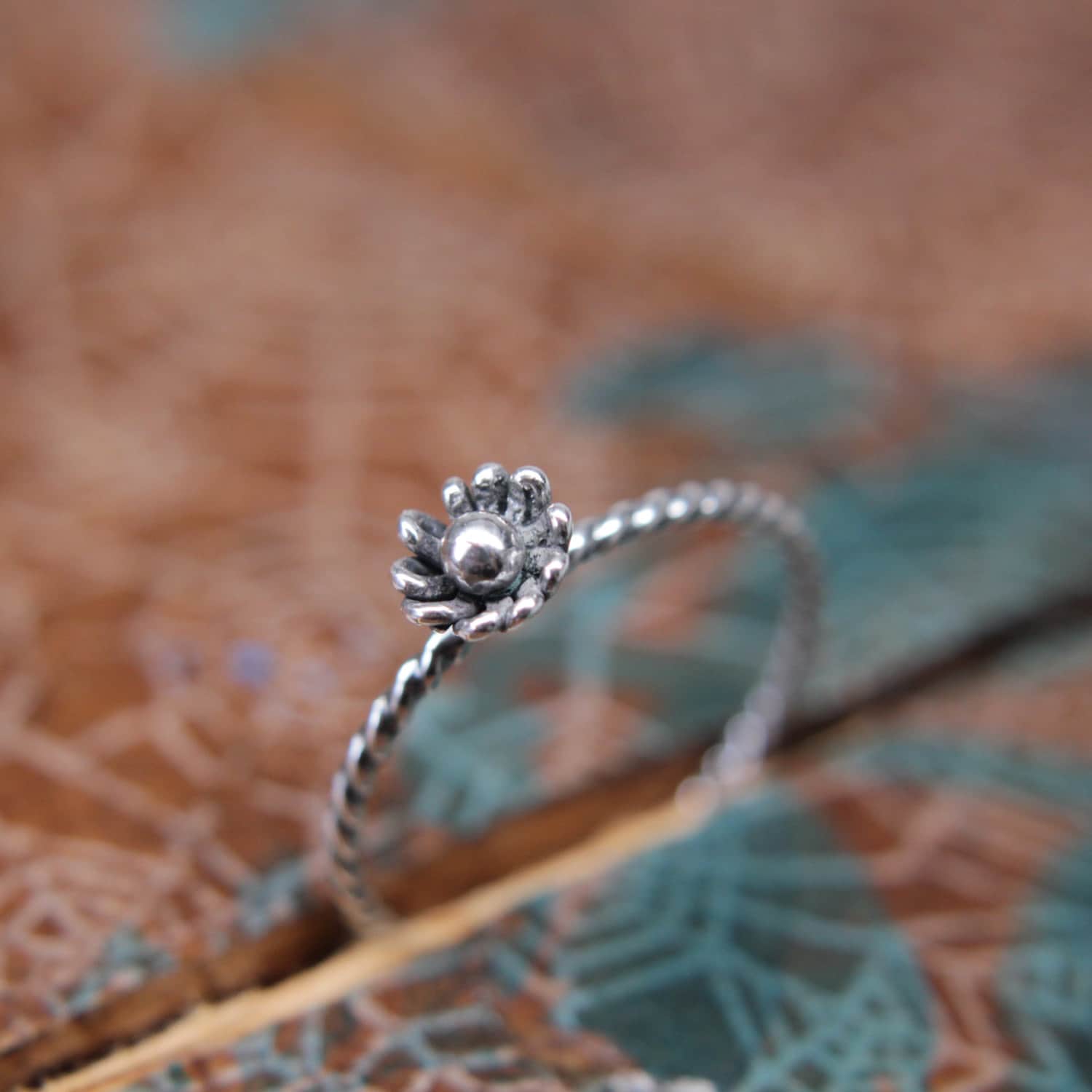 Sterling Silver Flower Bud Ring - Dainty Floral Stacking Jewelry - Etsy