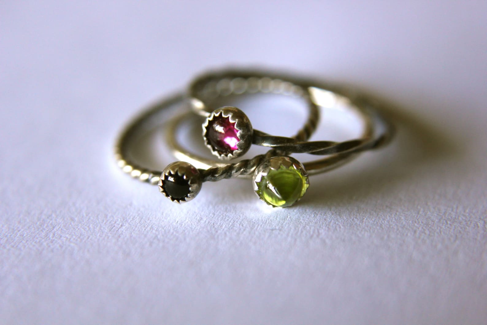 Set of 3 Stackable Rings Mix and Match Gemstones Sterling Silver - Etsy