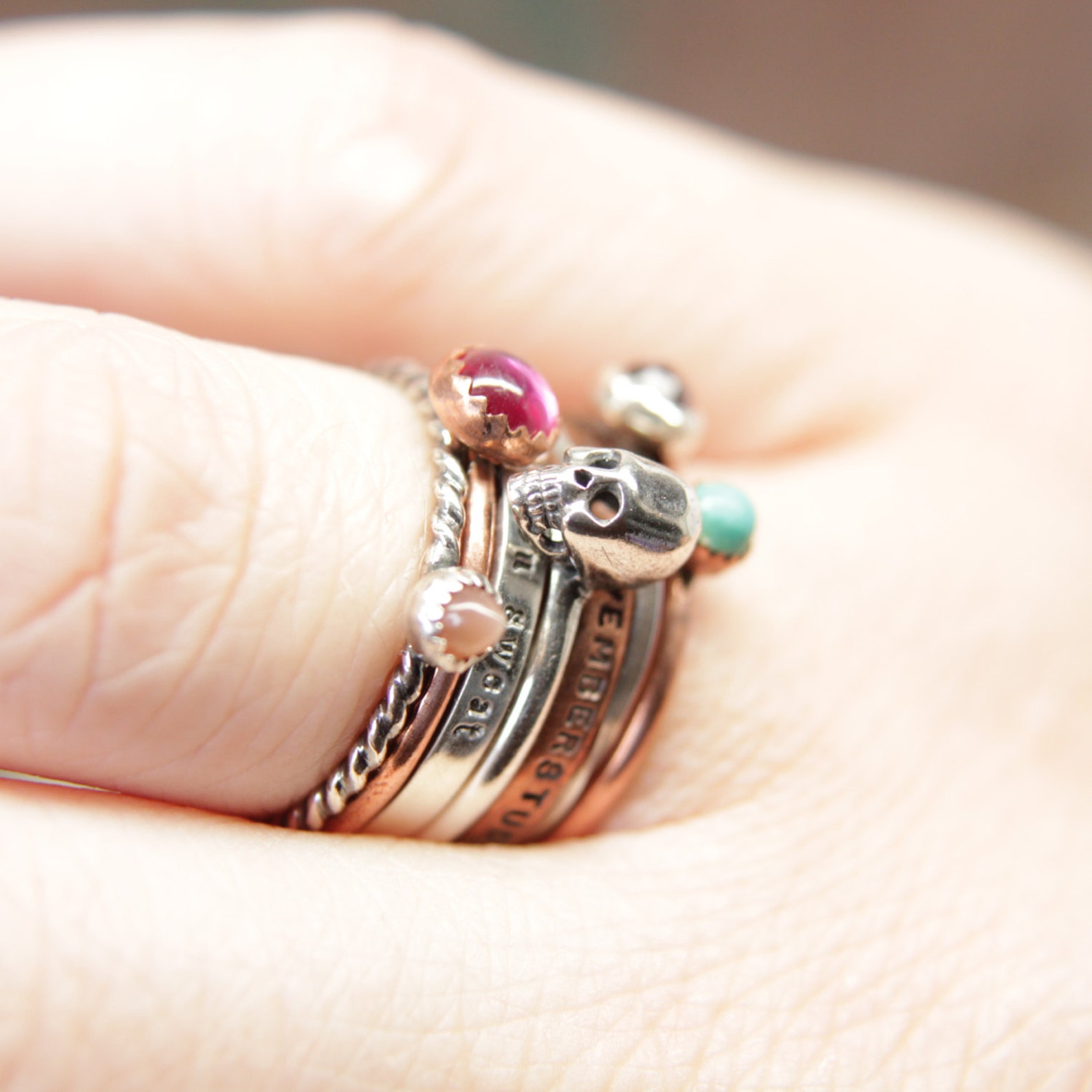 Dainty little skull stacking ring. Sterling silver skull ring. | Etsy