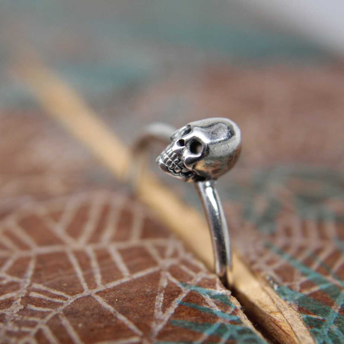 Dainty Little Skull Stacking Ring. Sterling Silver Skull Ring. - Etsy UK