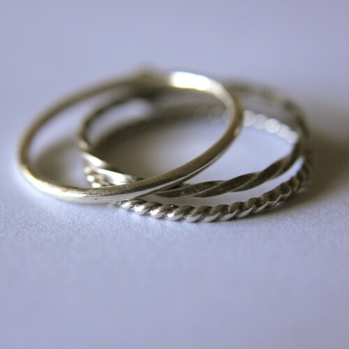 Set of 3 Textured Band Stackable Rings Mix and Match Sterling - Etsy