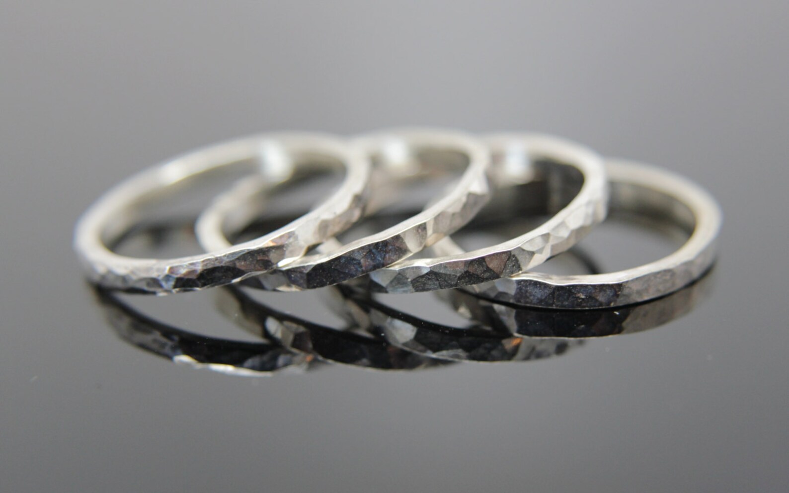 Square Hammered Texture Band Ring in Sterling Silver. Stacking - Etsy
