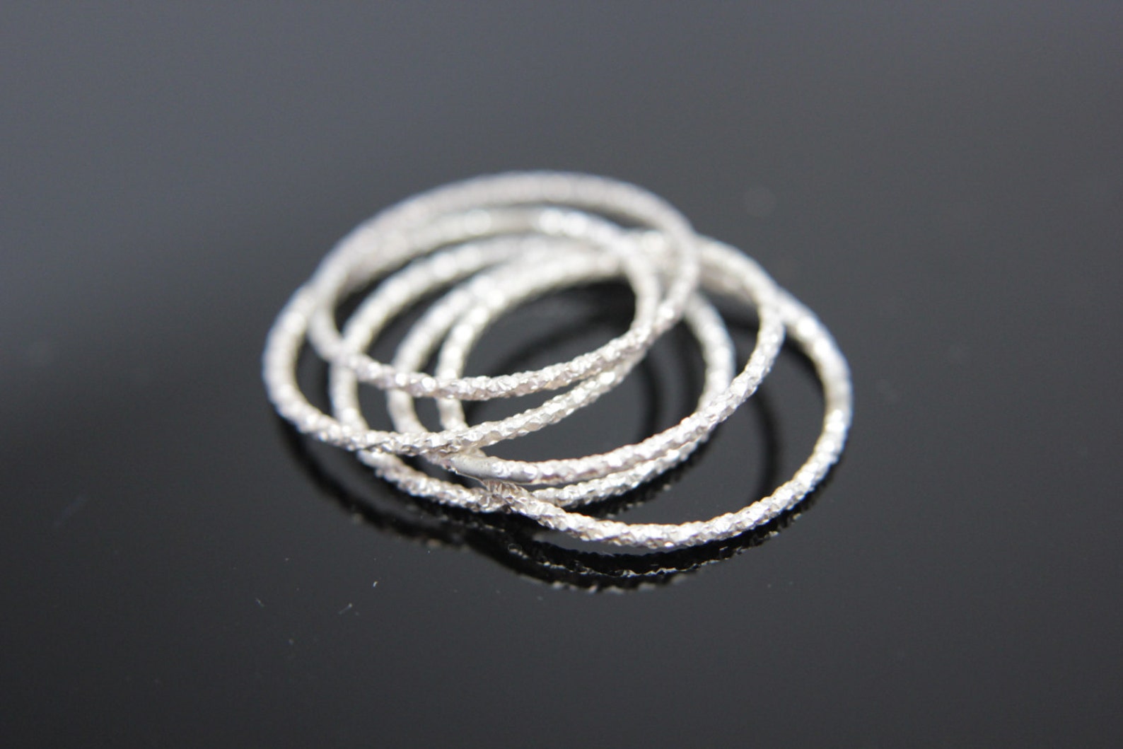 Faceted Sterling Silver Shimmering Stacking Rings. Set of - Etsy