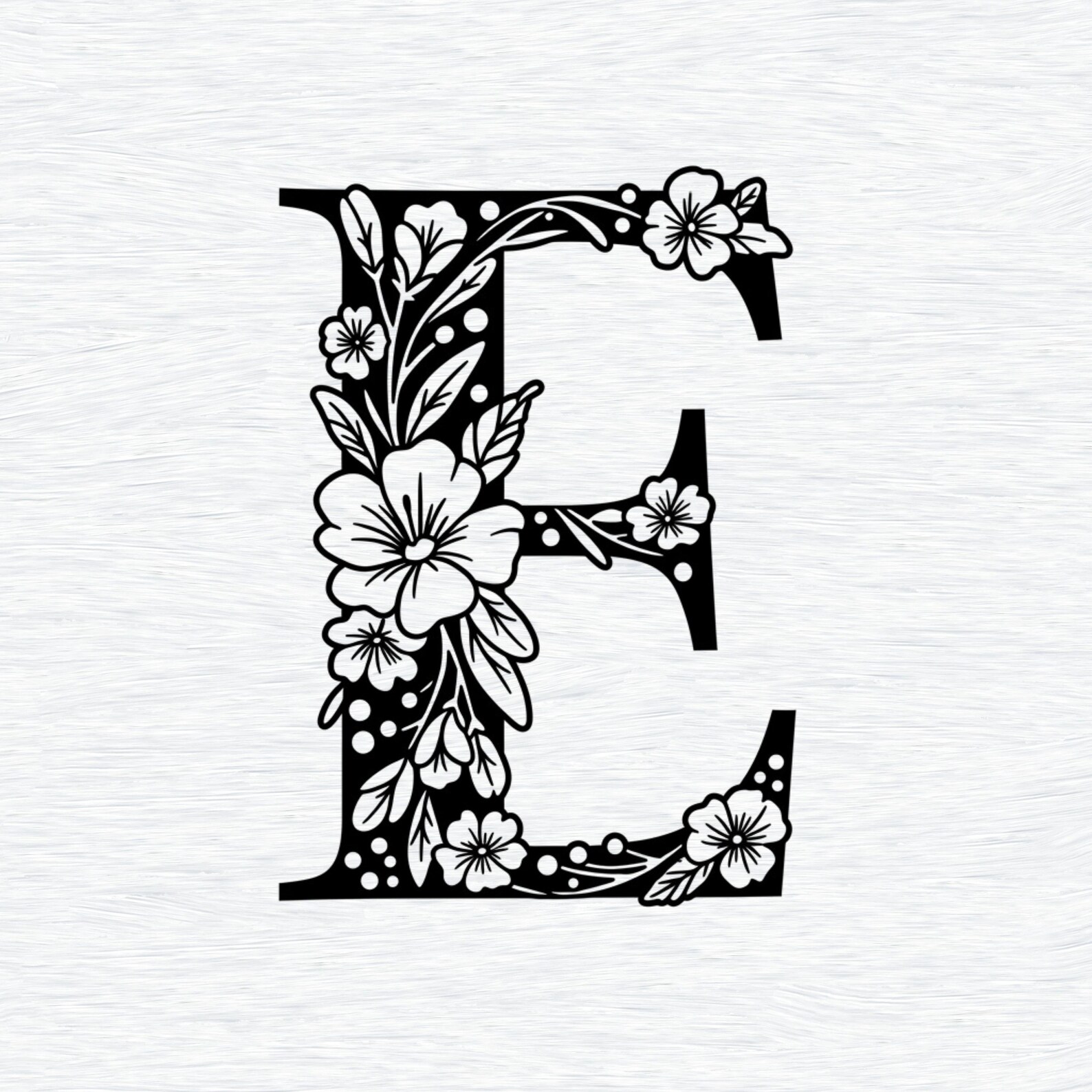 Floral Monogram Letter E SVG Cut Files: Fancy Alphabet (digital ...