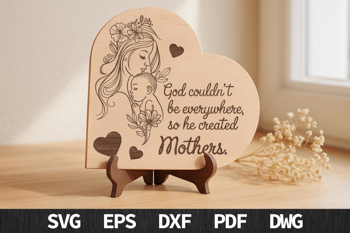 Happy Mother's Day Plaque Laser Cut Bundle Svg, Plaque Shape Frame ...