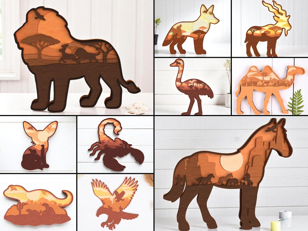 Desert Wildlife Layered SVG: 3D Laser Cut Animal Bundle (PDF) - Etsy