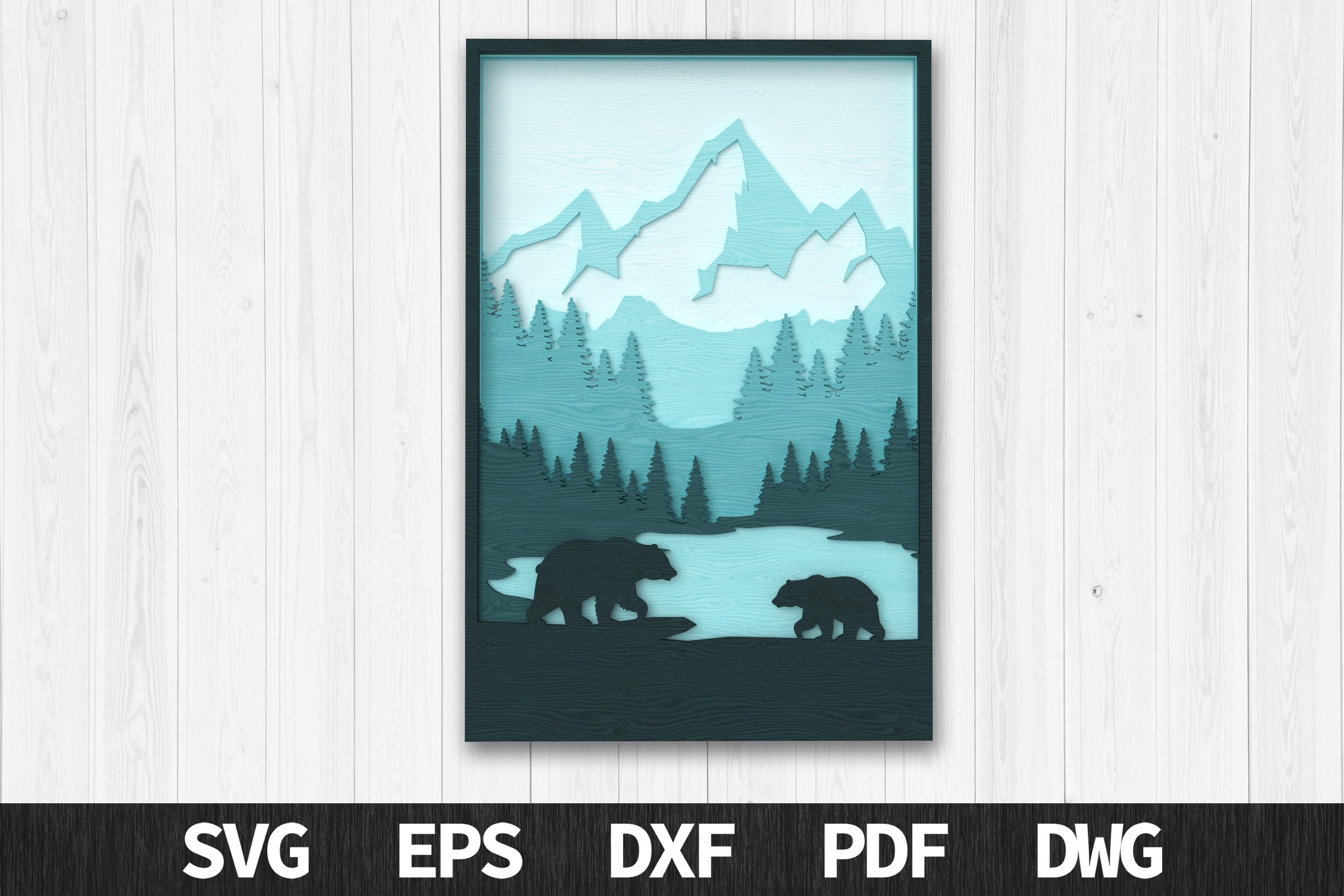 Layered Mountain Landscape SVG Bundle: Forest Wildlife Laser Cut Files ...