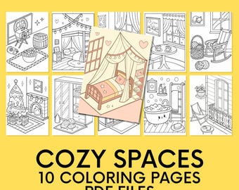 10 Little Corner Super Cute Designs of Cozy, Hygge Spaces Coloring Book ...