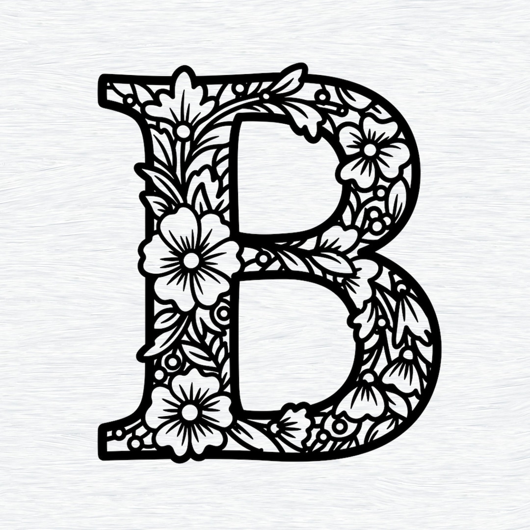 Floral Monogram Letter (B) SVG Cut Files for Cricut, Fancy Alphabet for ...