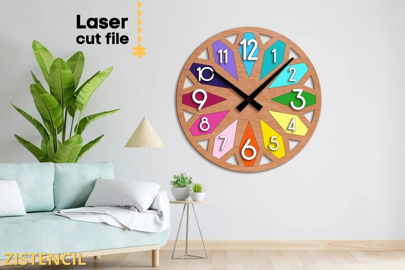 Rainbow Clock SVG Laser Cut File – CNC Multilayer Template (digital ...