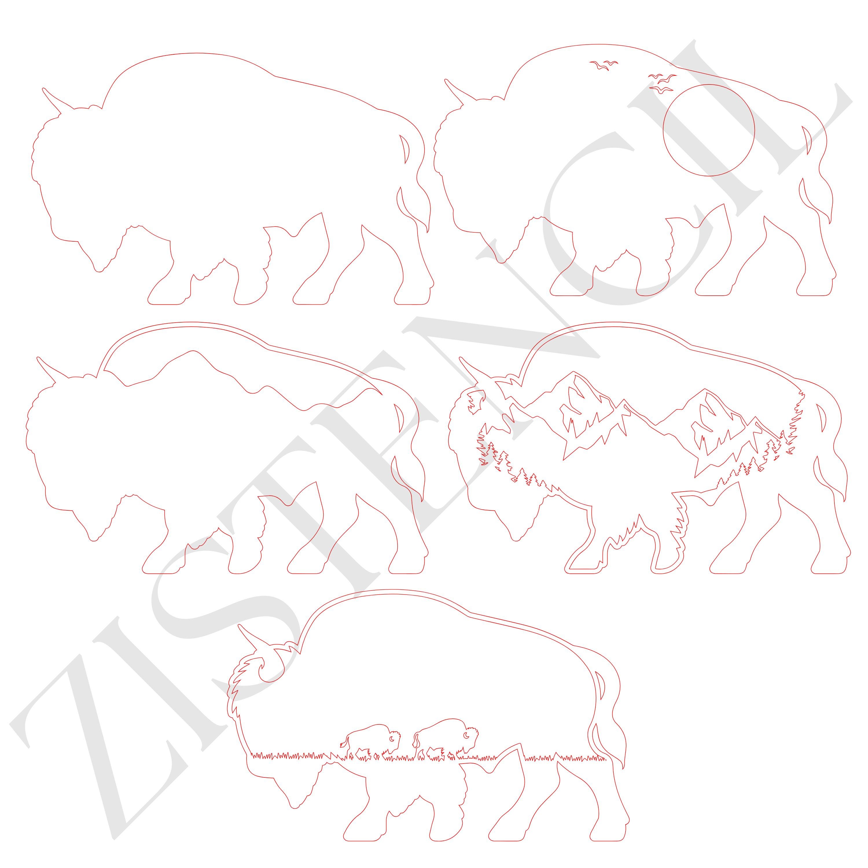 Bison Mountain Sunset Layered Laser Cut File (svg, Pdf, Dxf, Dwg) - Etsy