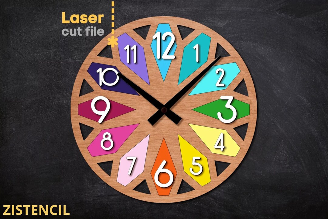 Rainbow Clock SVG Laser Cut File – CNC Multilayer Template (digital ...