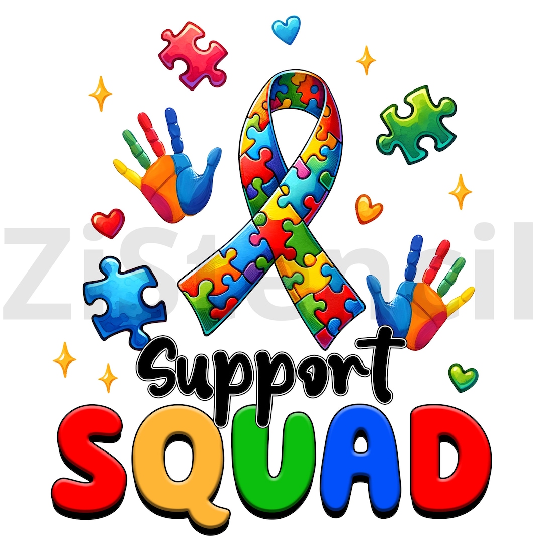 Autism Support Squad Png: Awareness Puzzle Heart (digital Download) - Etsy