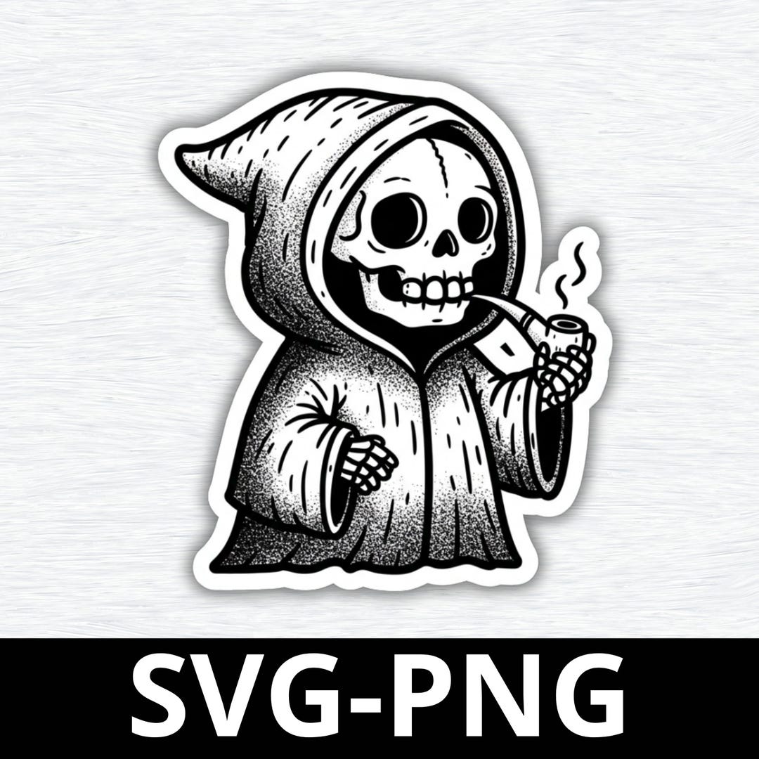 Grim Reaper Svg Png, Grim Reaper Smoking Sticker, Grim Reaper Svg, Grim ...