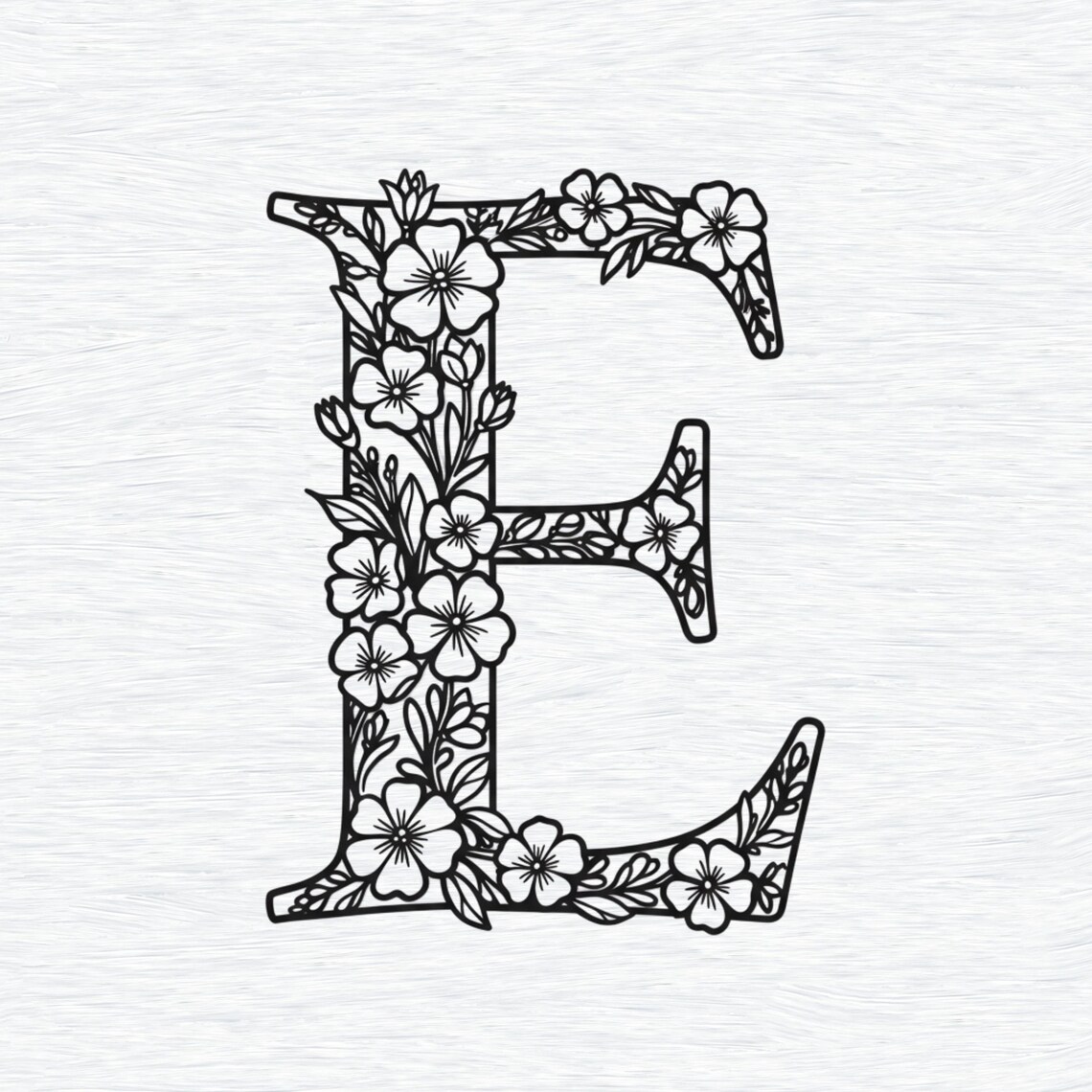 Floral Monogram Letter E SVG Cut Files: Fancy Alphabet (digital ...