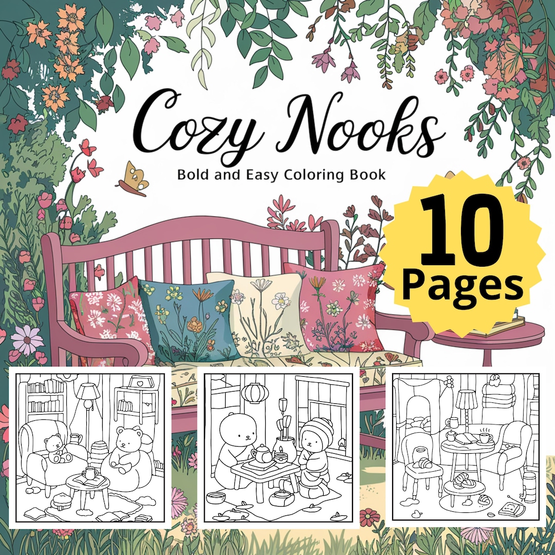 10 Cozy Nooks Super Cute Designs of Cozy, Hygge Spaces Coloring Book ...