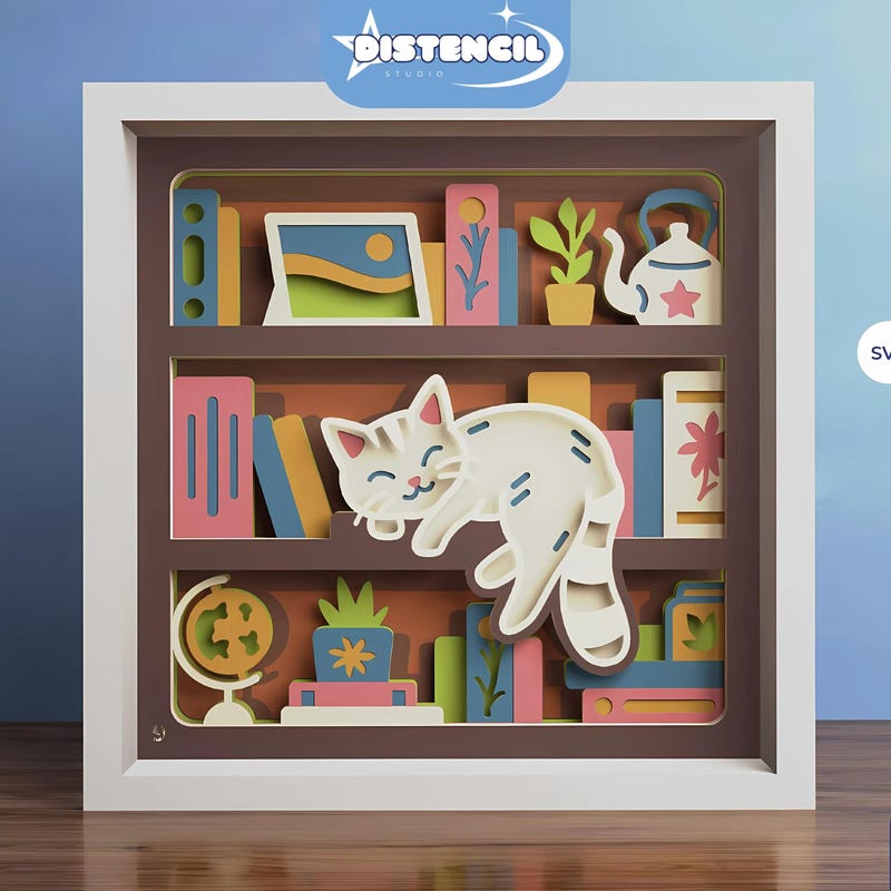 Bookshelf Shadow Box Svg - Etsy