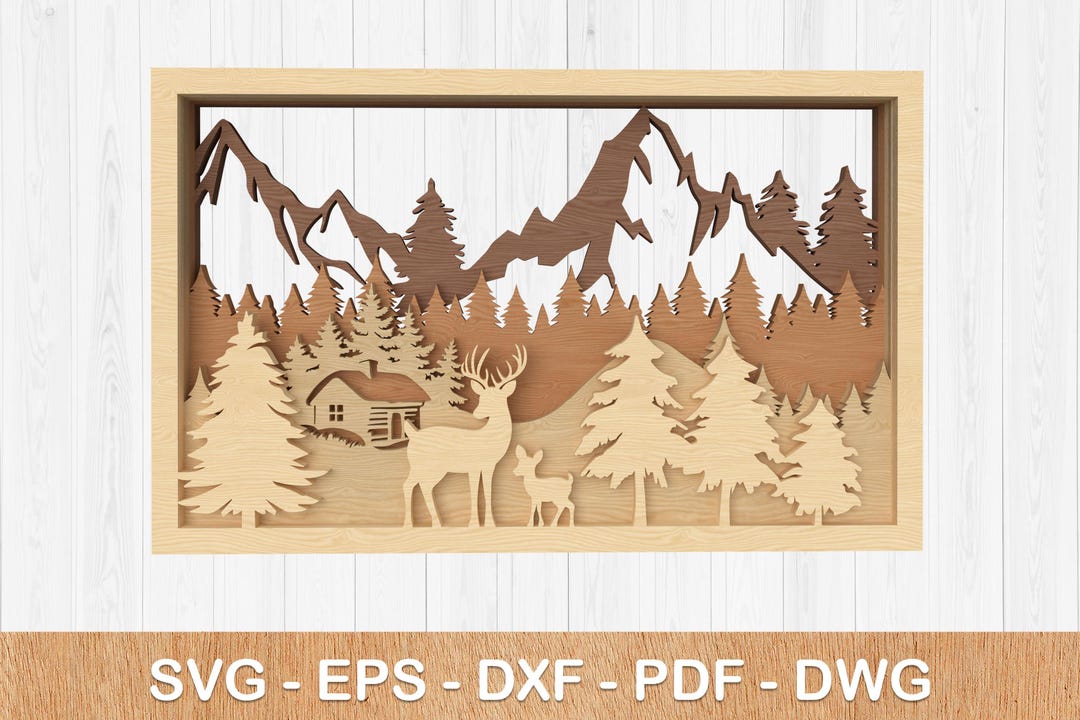 Layered Forest Scene Laser Cut File (svg, Dxf, Eps, Pdf, Dwg) - Etsy