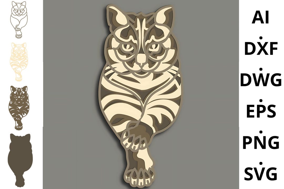 3D Layered Cat SVG File: Laser Cut Wall Art (digital Download) - Etsy