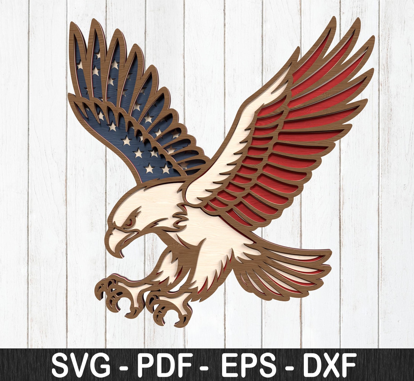 Eagle and Flag Laser Cut File, American DIY Wall Decor (svg, Dxf, Pdf ...